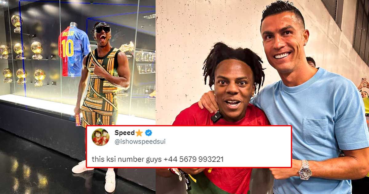 IShowSpeed Reveal KSI Number | KSI mocks IShowSpeed Messi-Ronaldo ...